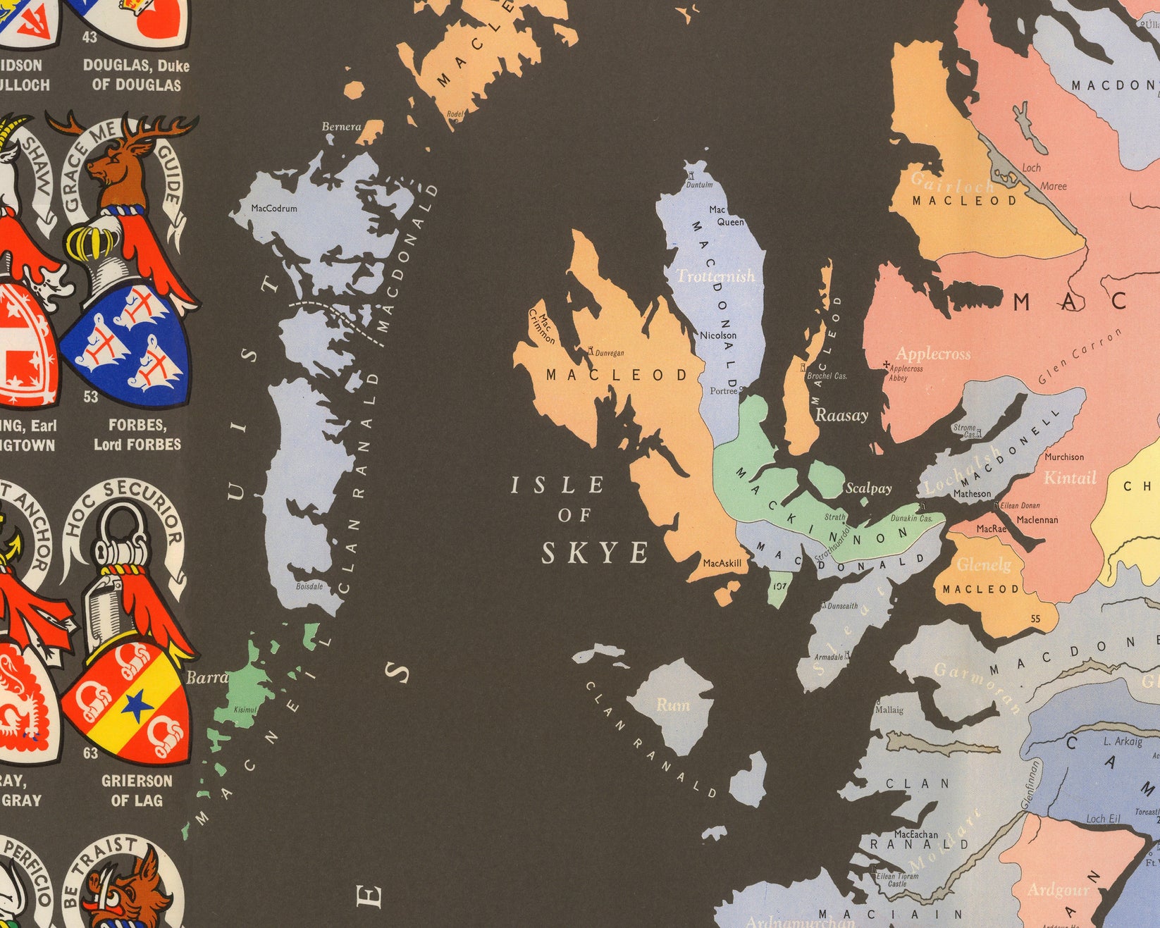 Clan Map of Scotland by Don Pottinger - Classic Maps and Prints