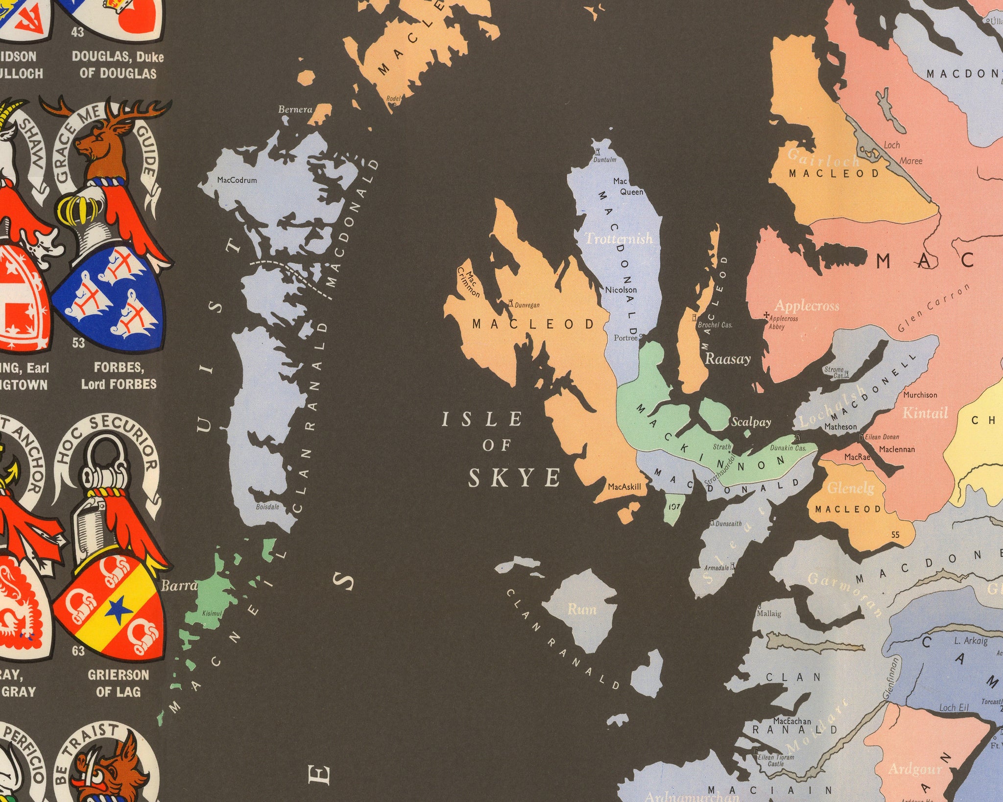 Clan Map of Scotland by Don Pottinger - Classic Maps and Prints