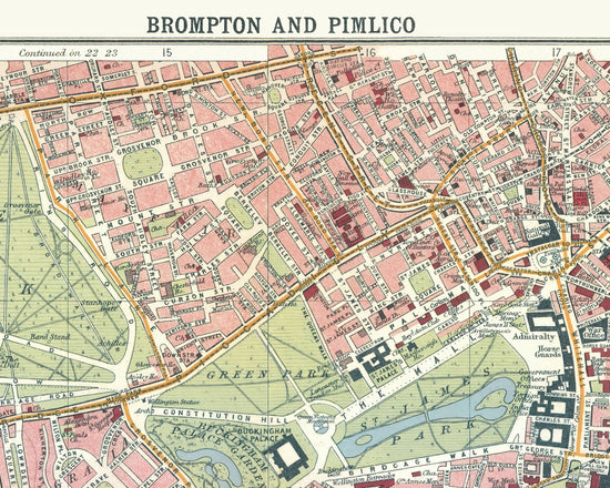 PIMLICO Brompton Belgravia Westminster Map 1921 Sheet 34/35 – Classic ...