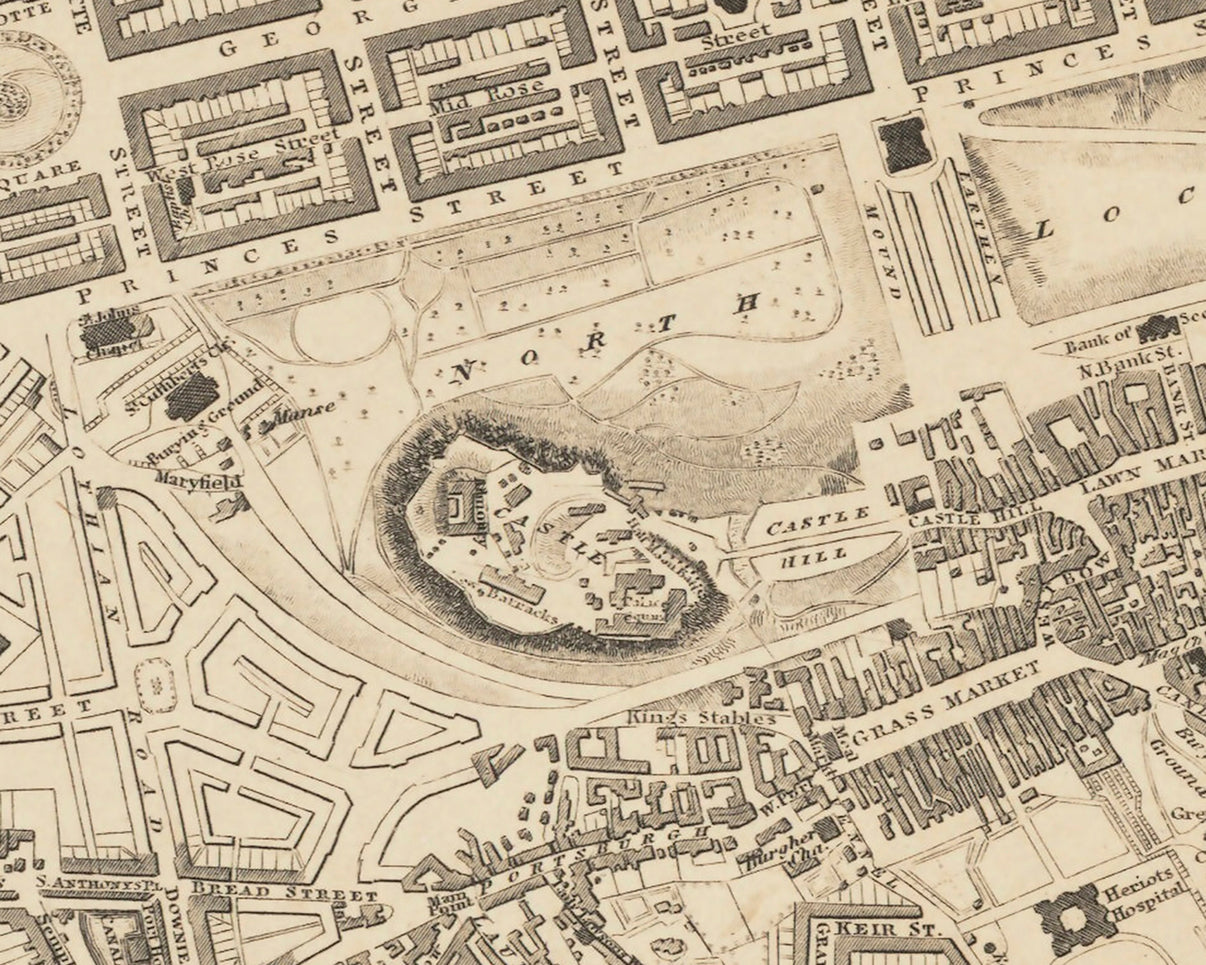 Hamilton's EDINBURGH and vicinity Map 1827 - Castle Arthurs Seat Herio ...