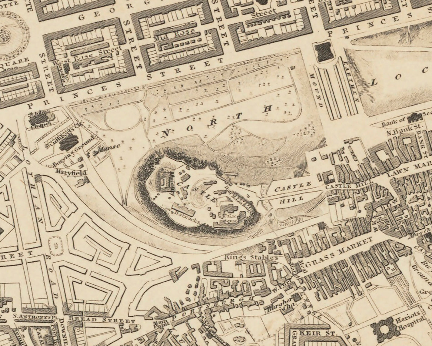 Hamilton's EDINBURGH and vicinity Map 1827 - Castle Arthurs Seat Herio ...