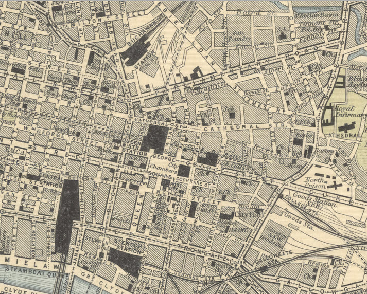 Extended Old GLASGOW Map 1912 by Bartholomew - Govan, Pollokshields ...