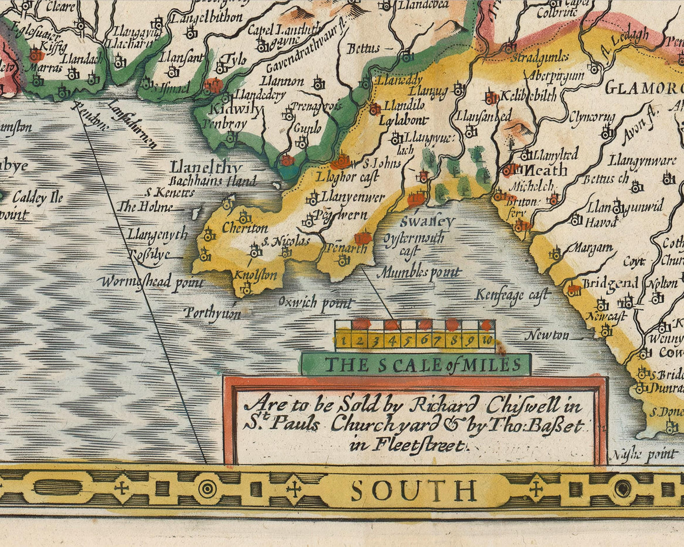 Rare Old WALES Map John Speed 1611 - Cymru Cardiff Swansea St Davids ...