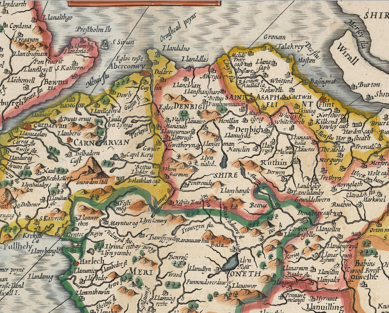 Rare Old WALES Map John Speed 1611 - Cymru Cardiff Swansea St Davids ...